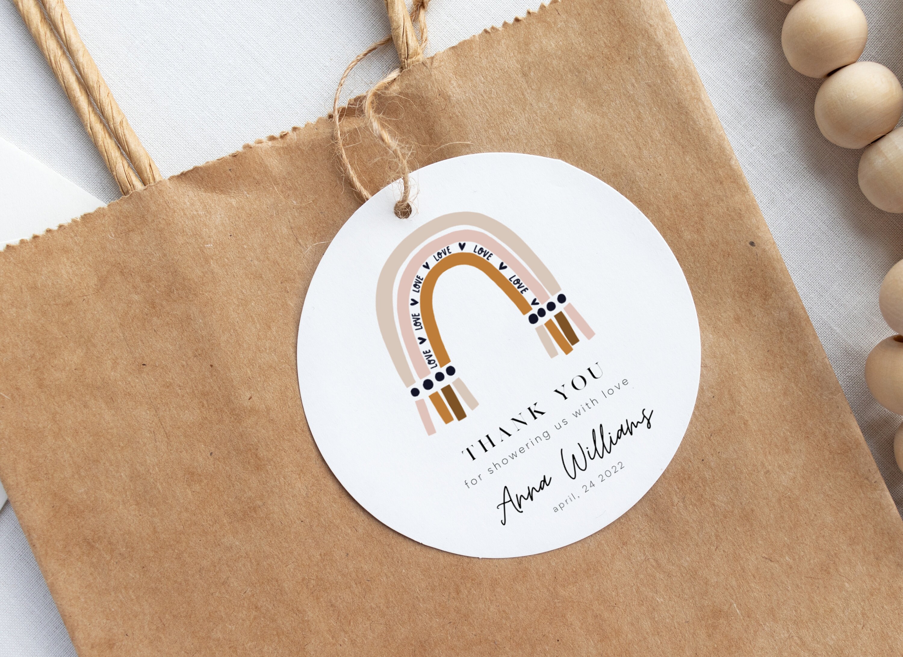 Editable Rainbow Thank You Tag Rainbow Baby Shower Birthday - Etsy