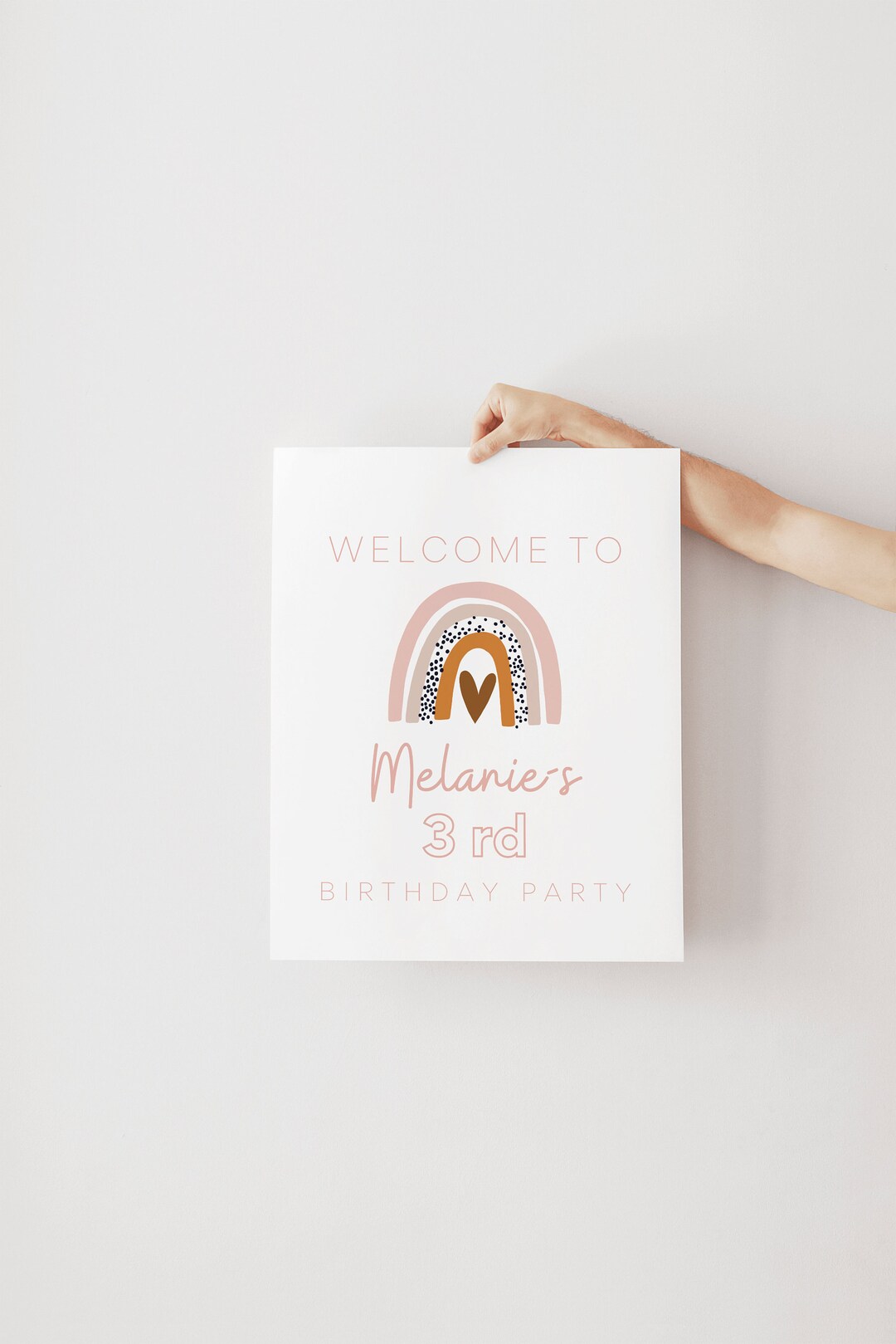 Boho Rainbow Birthday Welcome Sign: Custom Printable Poster (digital ...