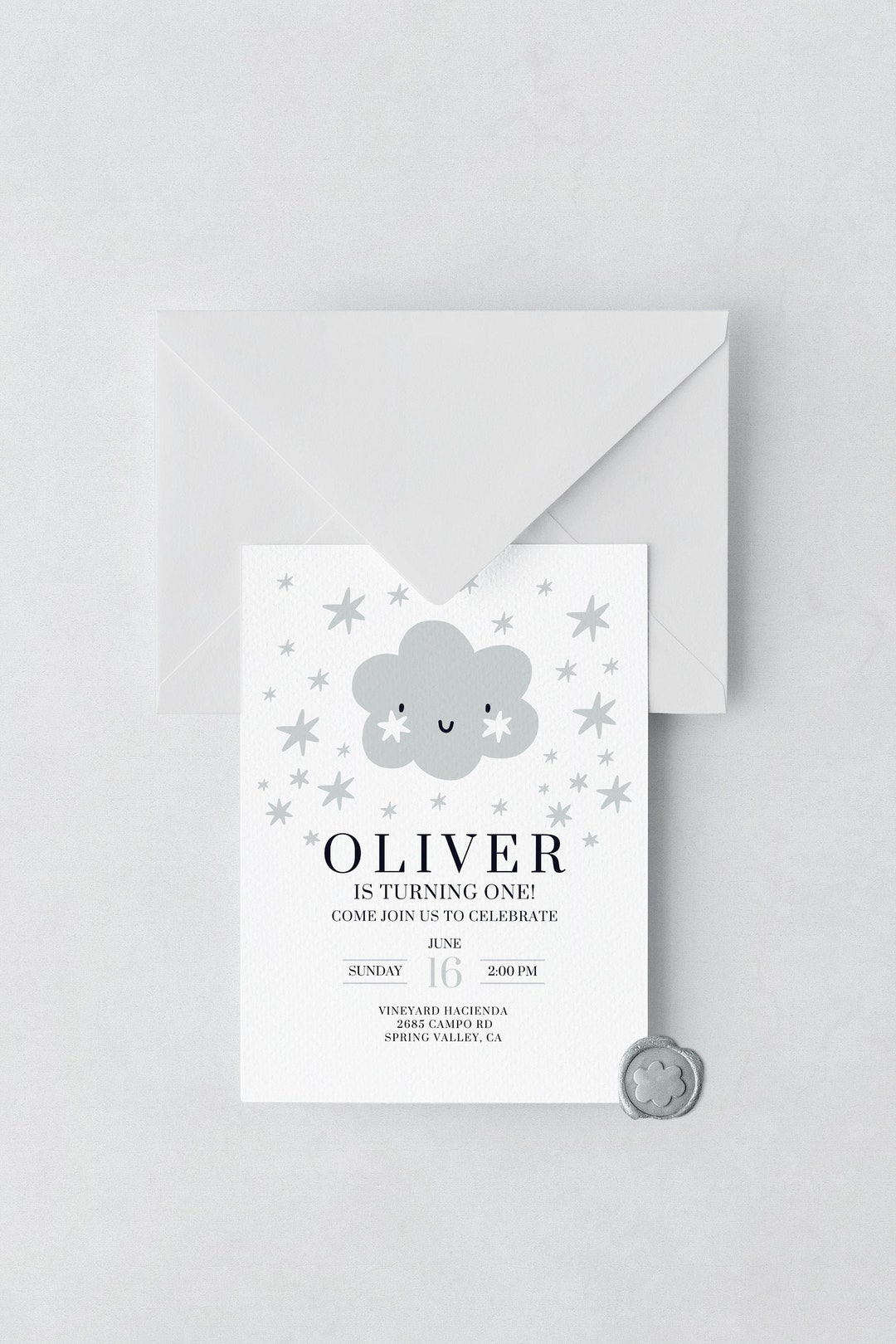 Cloud Birthday Invitation, Invitation Template, Party Invitation ...