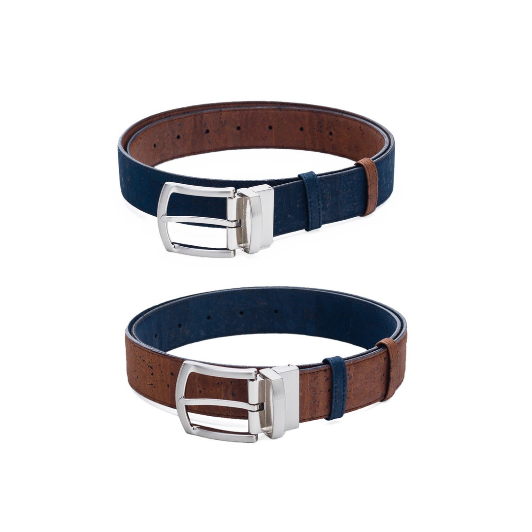 Cork Belts for Men | 2 in 1 Vegan Leather Reversible Belt - 100% ...