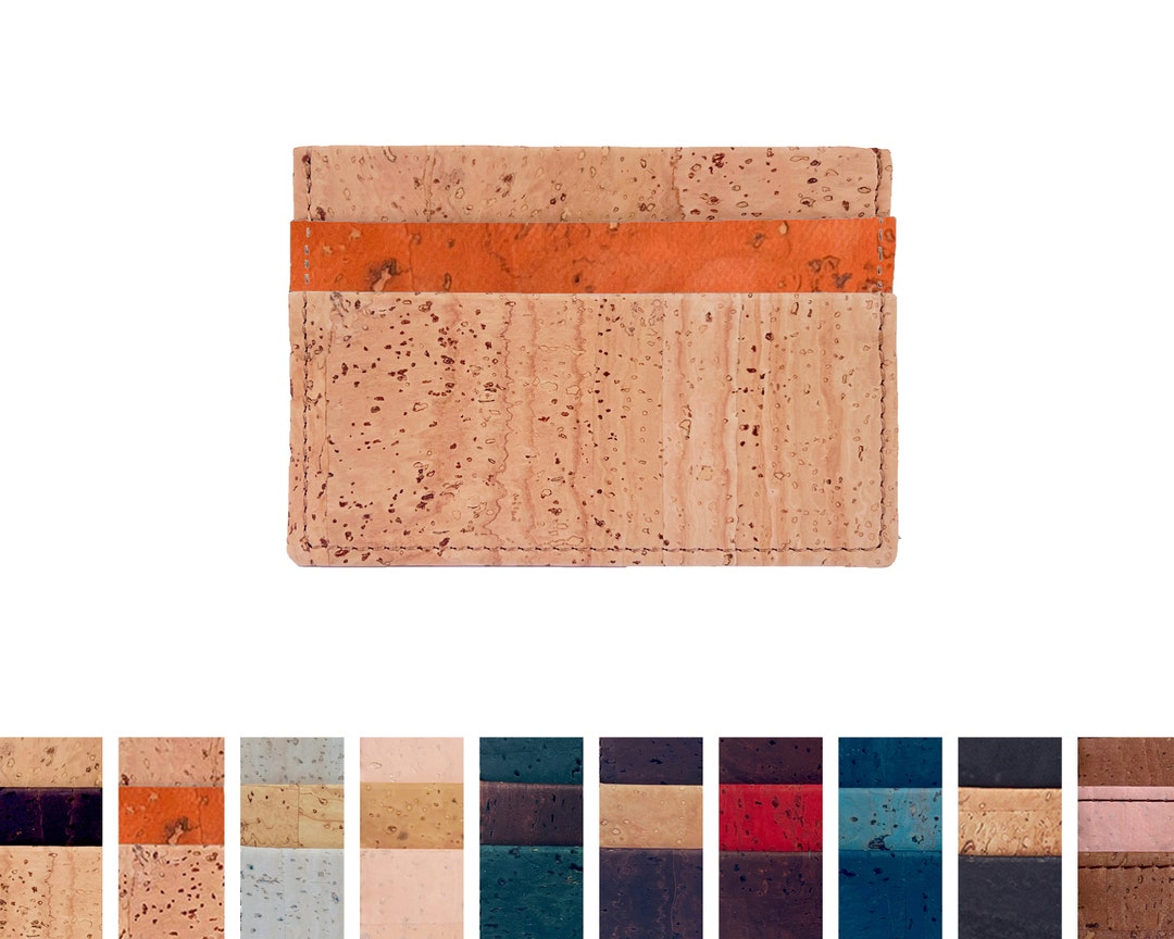 Cork Card Holder Wallet | Cute Minimalist Vegan Leather Wallet - Etsy