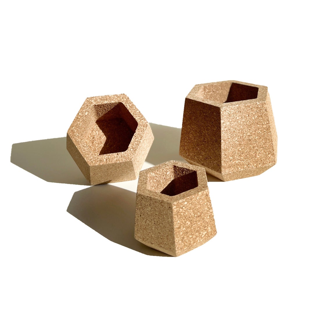 Cork Planter | Natural Cork Plant Pot - Decorative Hexagonal Container ...