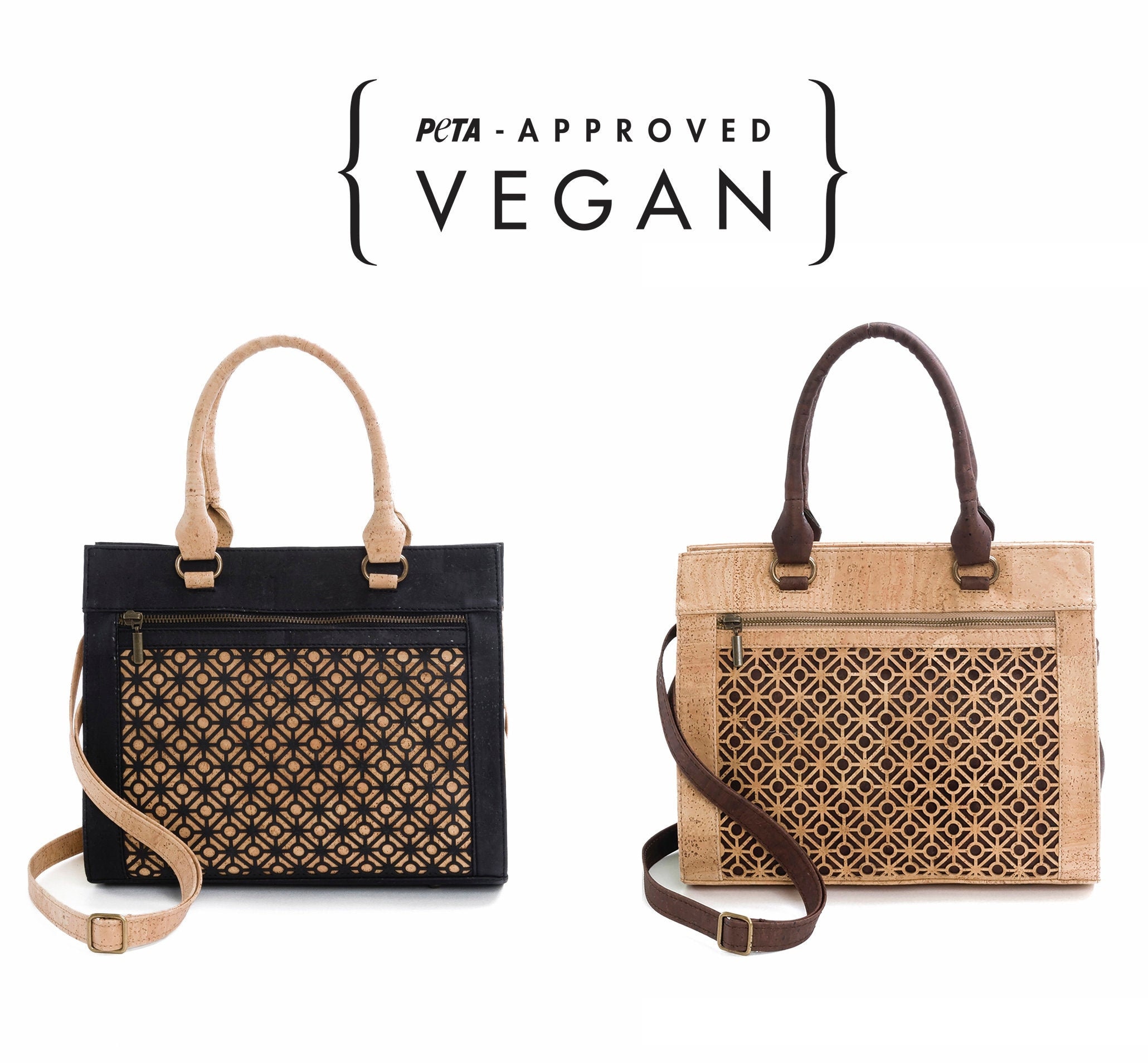 Cork Bags Vegan leather handbags with tile cut-outs | Etsy