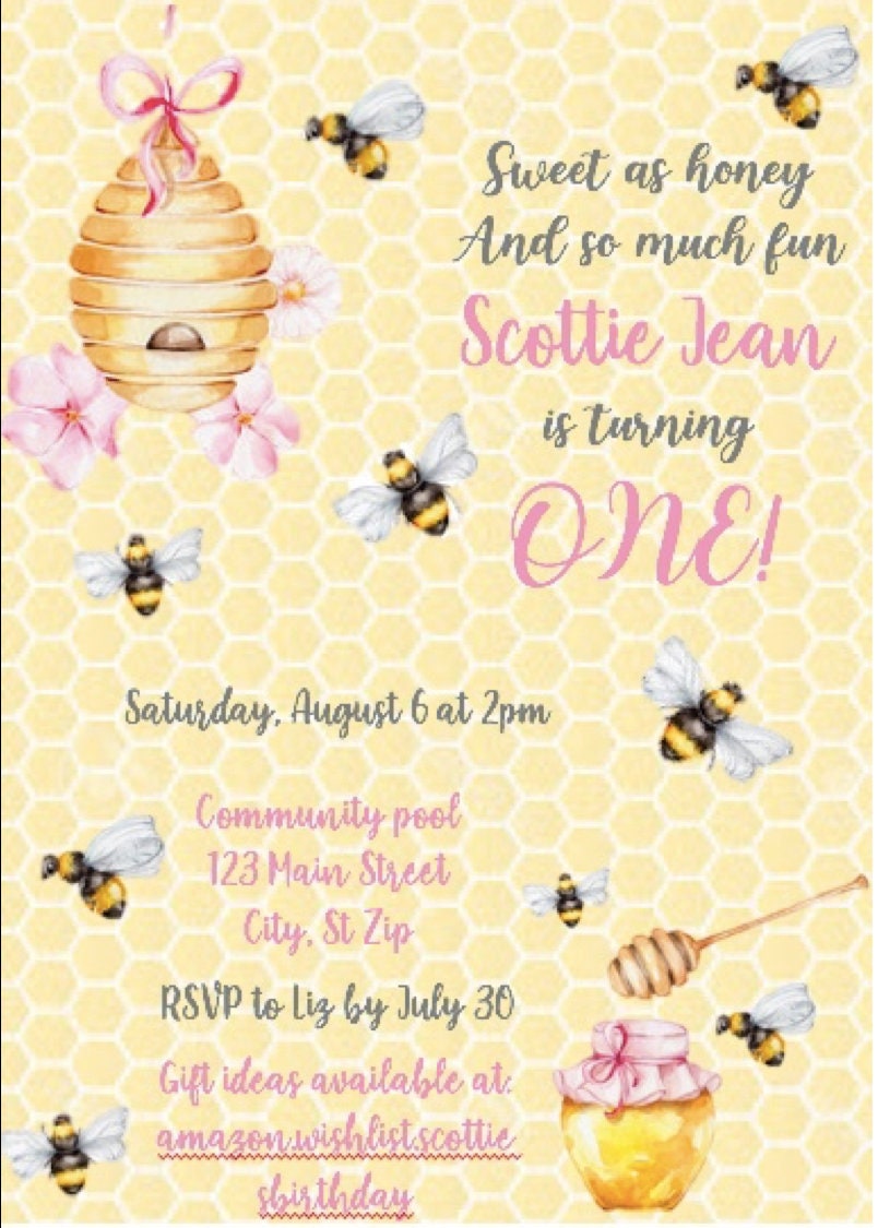 Sweet as Honey First Birthday Invitation - Etsy