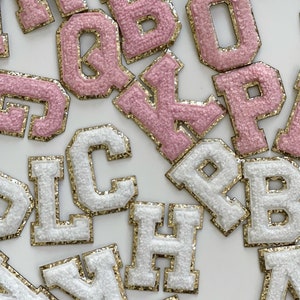 Varsity Glitter Letter Chenille Initial Patch Adhesive Sticker 2.25in ...