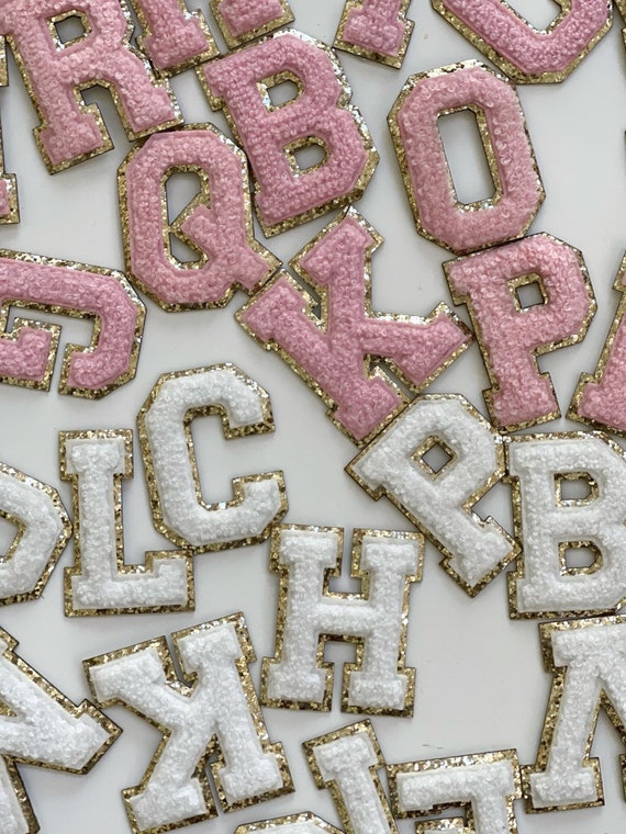 Varsity Glitter Letter Chenille Initial Patch Adhesive Sticker - Etsy