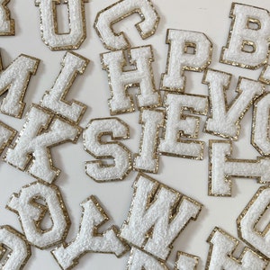 Varsity Glitter Letter Chenille Initial Patch Adhesive Sticker 2.25in ...