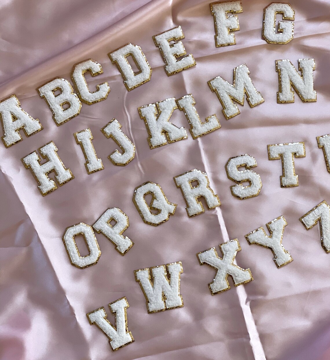 Varsity Glitter Letter Chenille Initial Patch Adhesive Sticker 2.25in ...