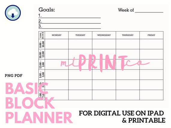 Basic Weekly Agenda Planner Printable Digital IPAD | Etsy