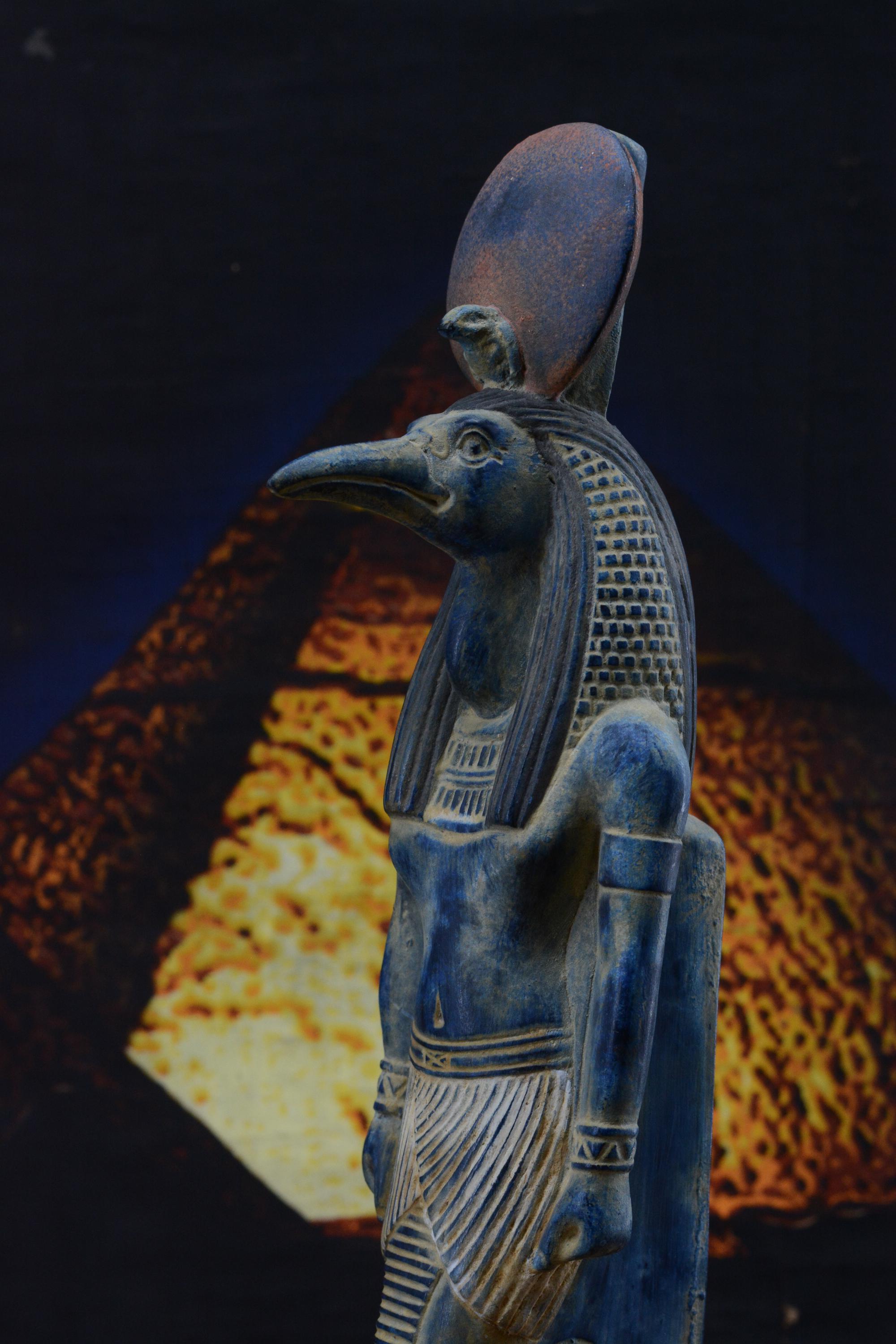 Thoth God of Wisdom Blue Sculpture Painted Stone Figurine | Ibis Head ...