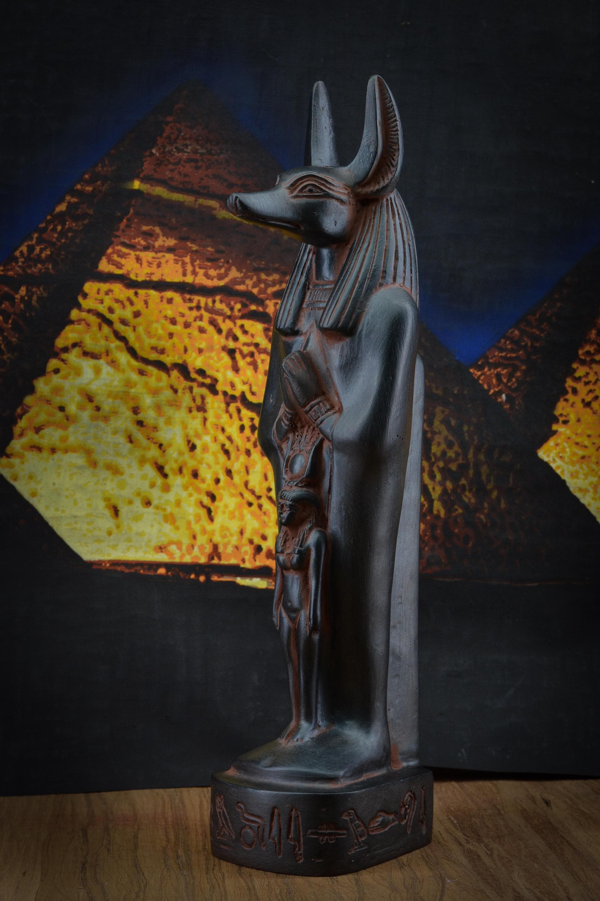 Statue Anubis Jackal Headed God of Death Black Sculpture Heavy Stone ...
