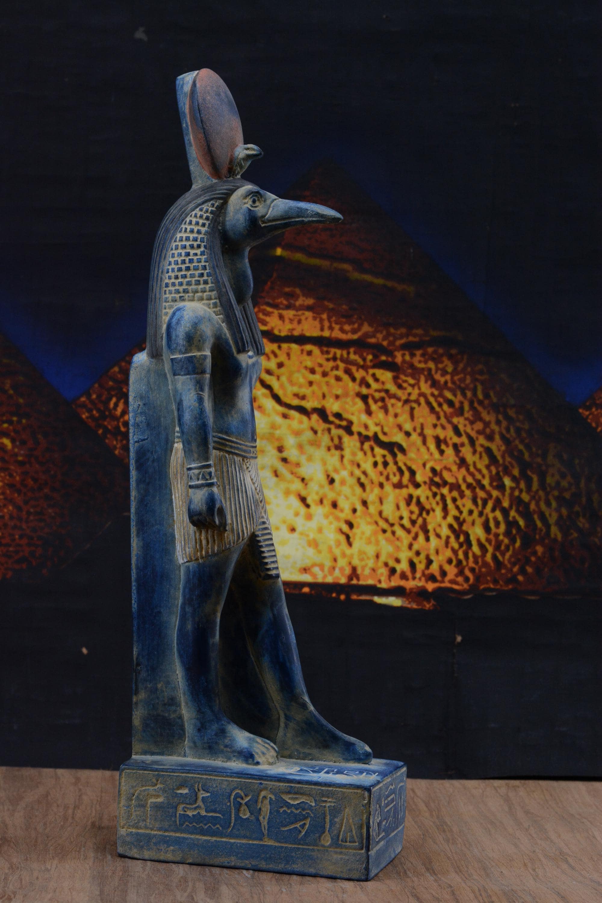 Thoth God of Wisdom Blue Sculpture Painted Stone Figurine | Ibis Head ...