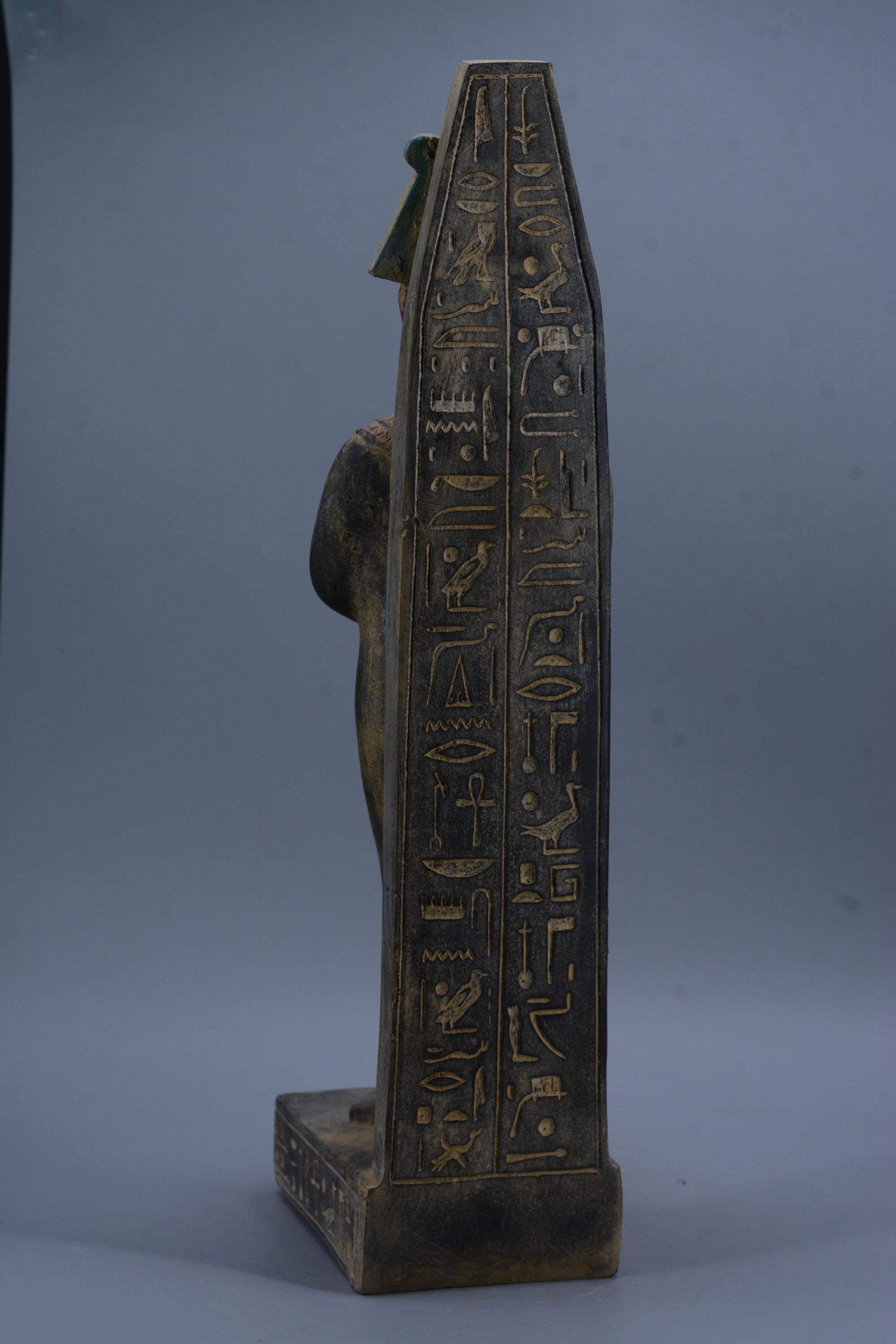 Unique Osiris Statue – Large Hand Painted Black Stone Sculpture ...