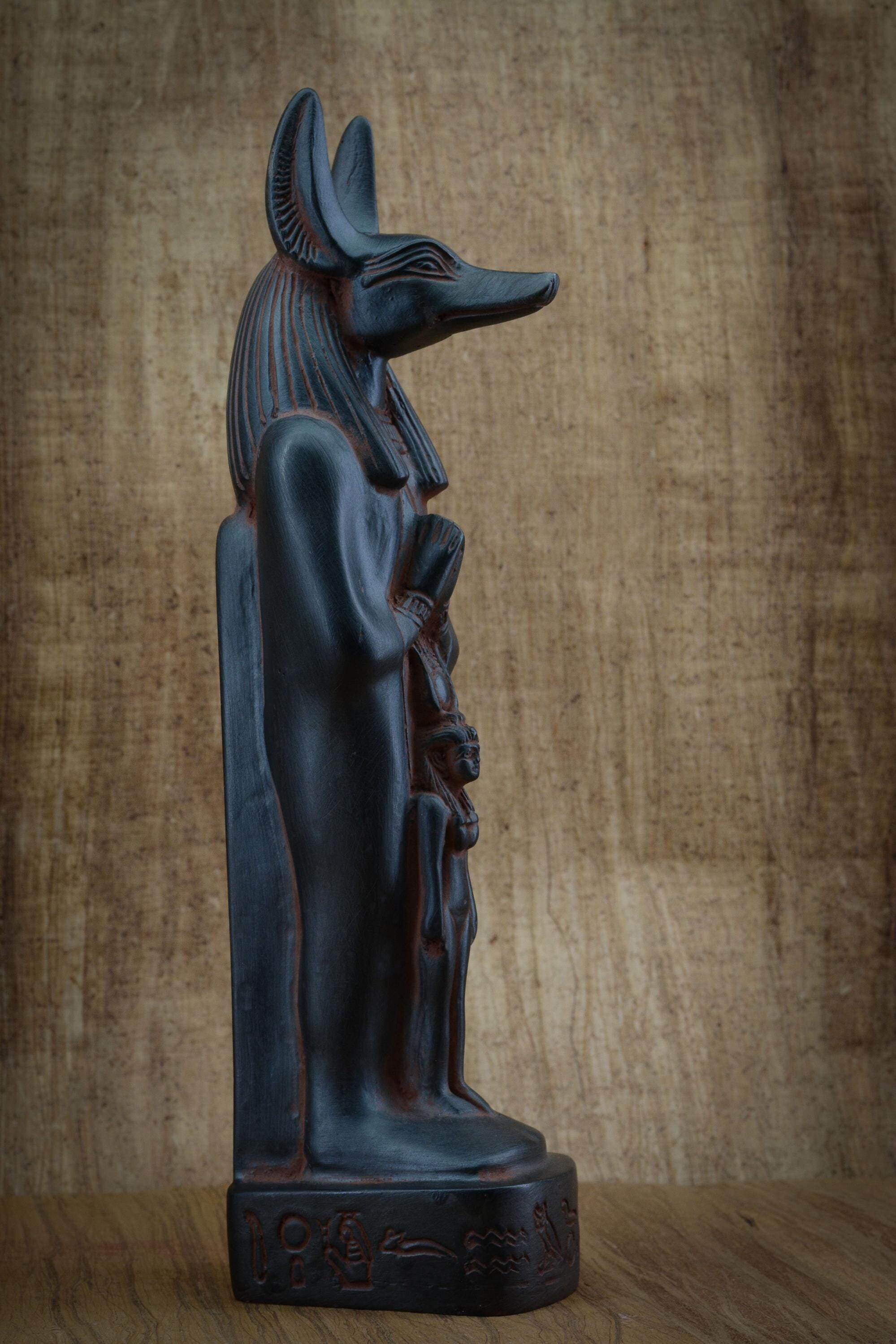 Statue Anubis Jackal Headed God of Death Black Sculpture Heavy Stone ...