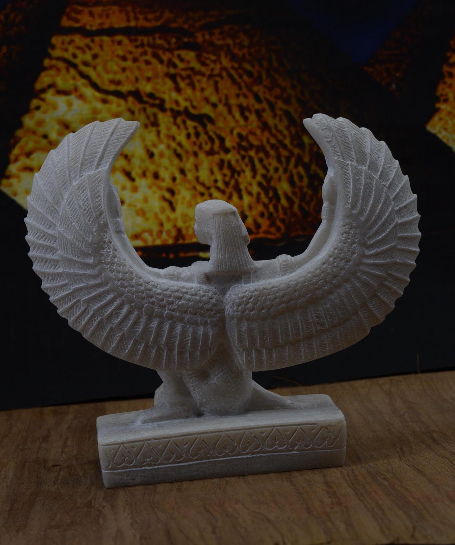 Isis Statue Winged Goddess of Protection White Sculpture Marble Stone ...