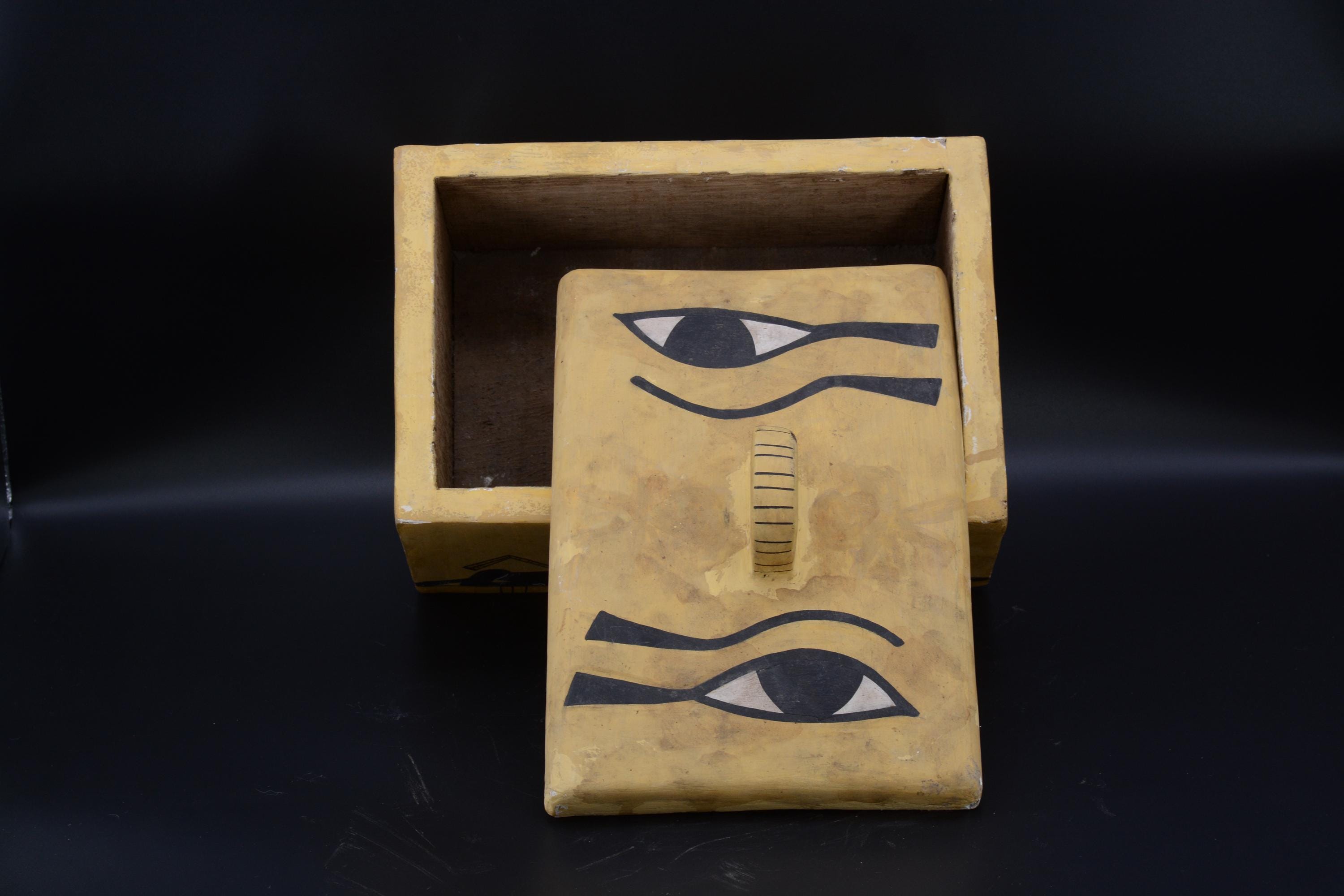 Rare Egyptian Wooden Box – Eye of Horus & Anubis | Unique Hand-painted ...