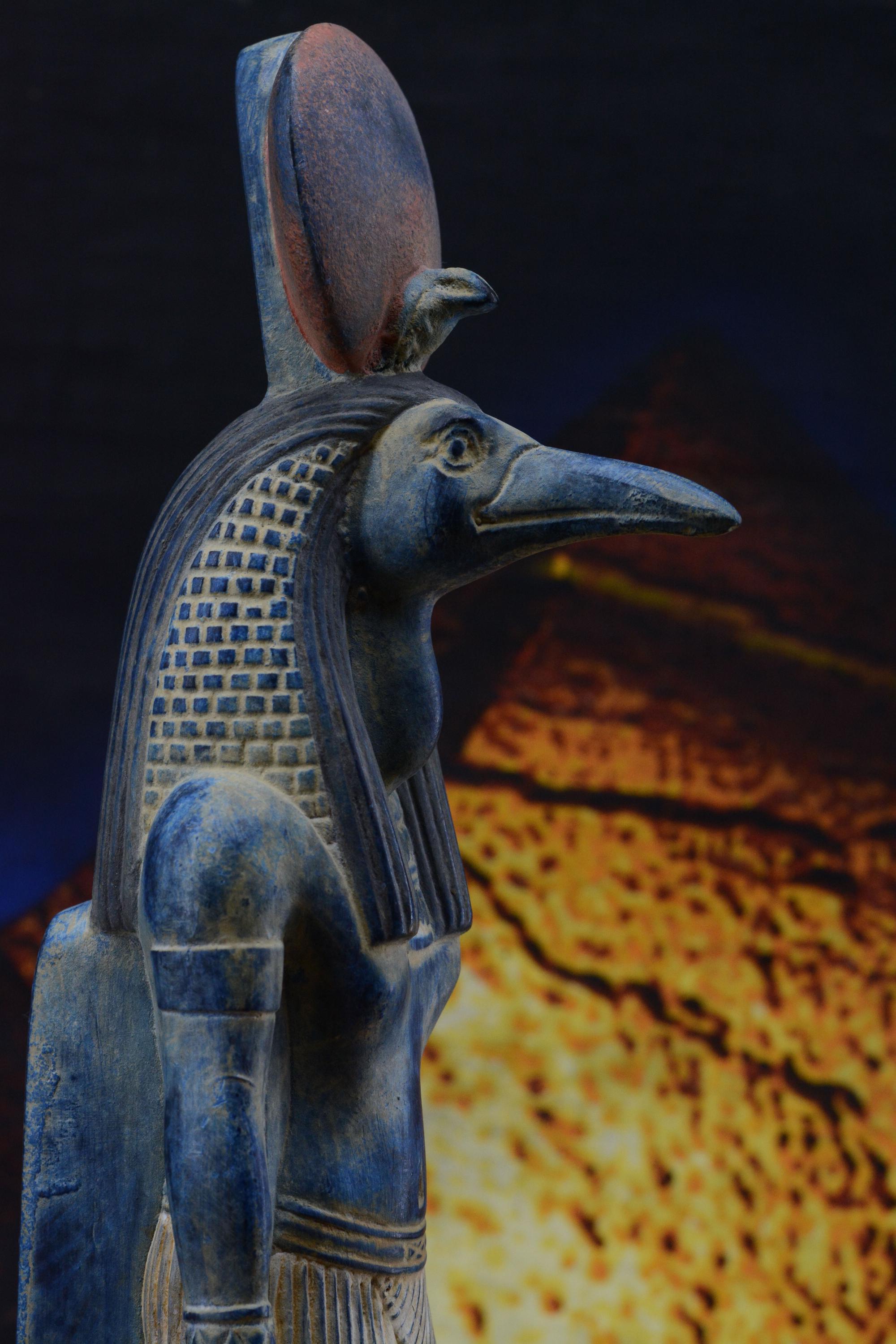 Thoth God of Wisdom Blue Sculpture Painted Stone Figurine | Ibis Head ...