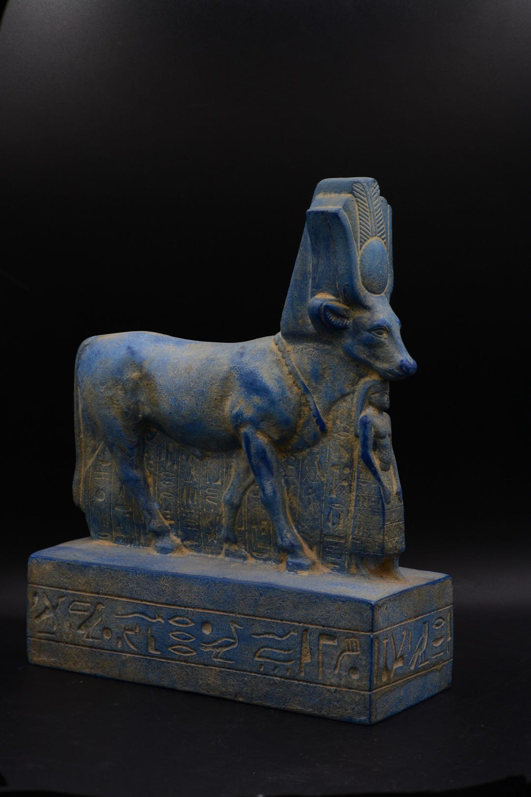 Ancient Egyptian Apis Bull Stone Sculpture – Hand Carved Blue Spiritual ...
