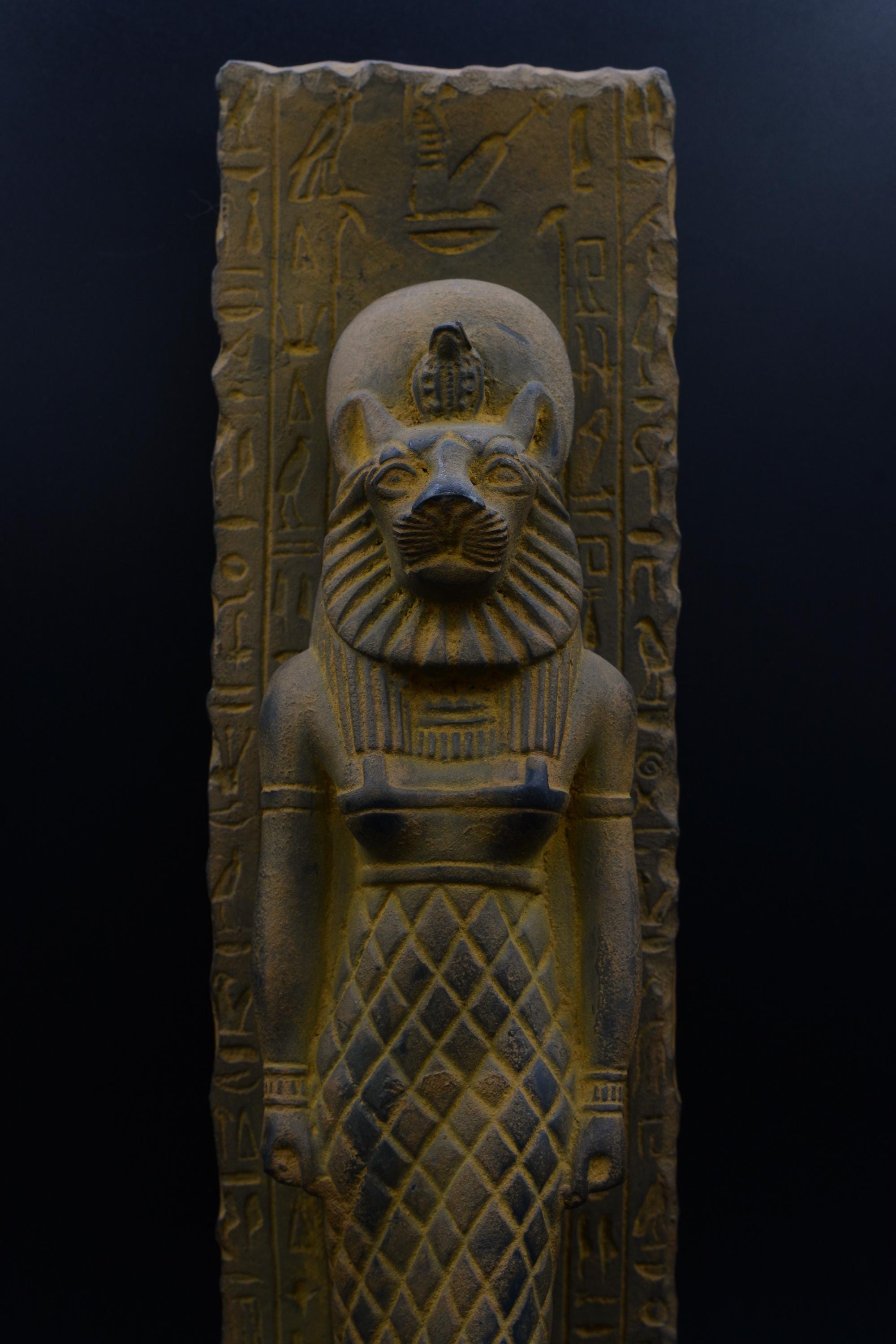 Statue of Goddess Sekhmet Sculpture Heavy Stone Earthy Black With ...
