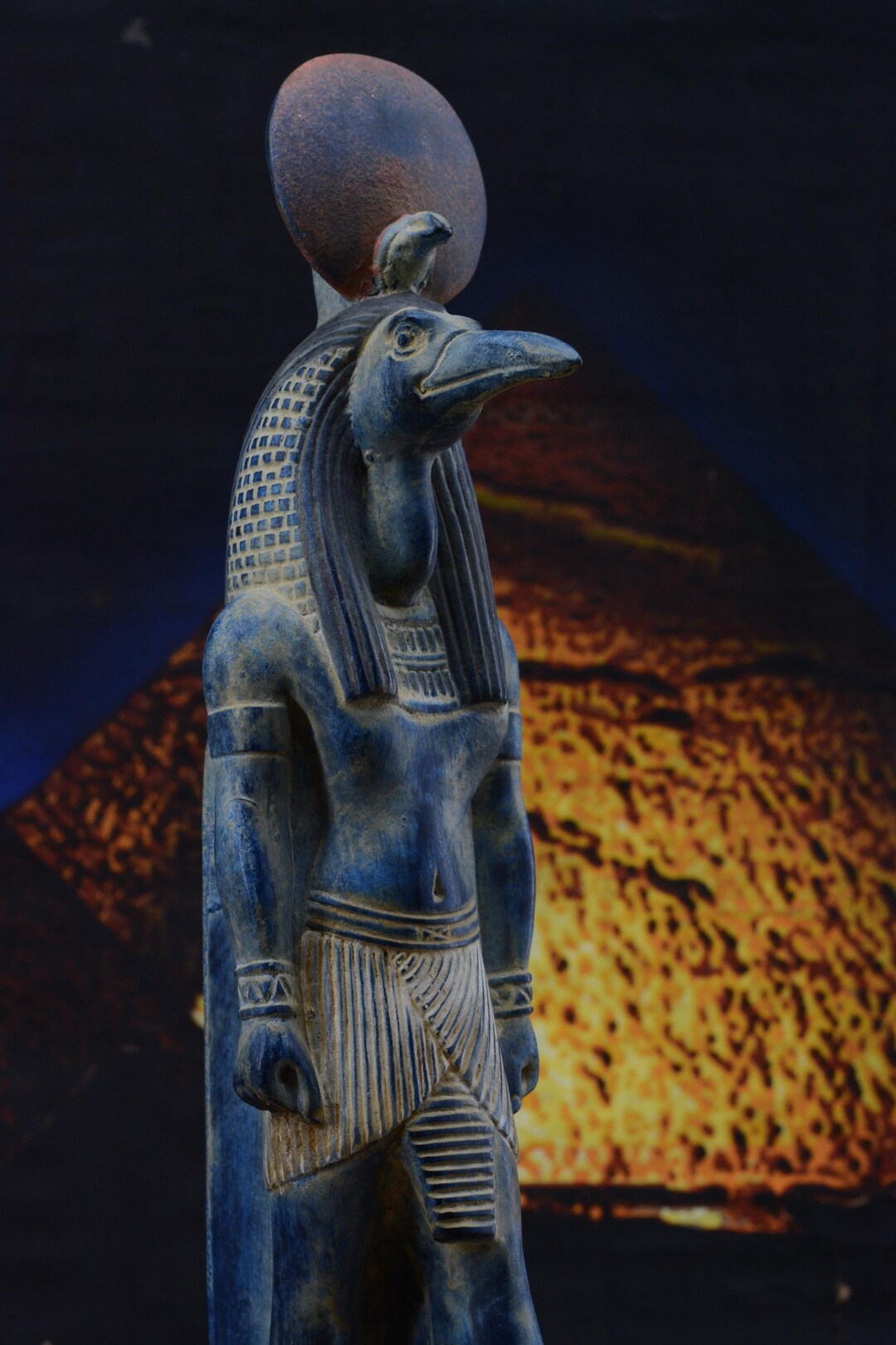 Thoth God of Wisdom Blue Sculpture Painted Stone Figurine | Ibis Head ...