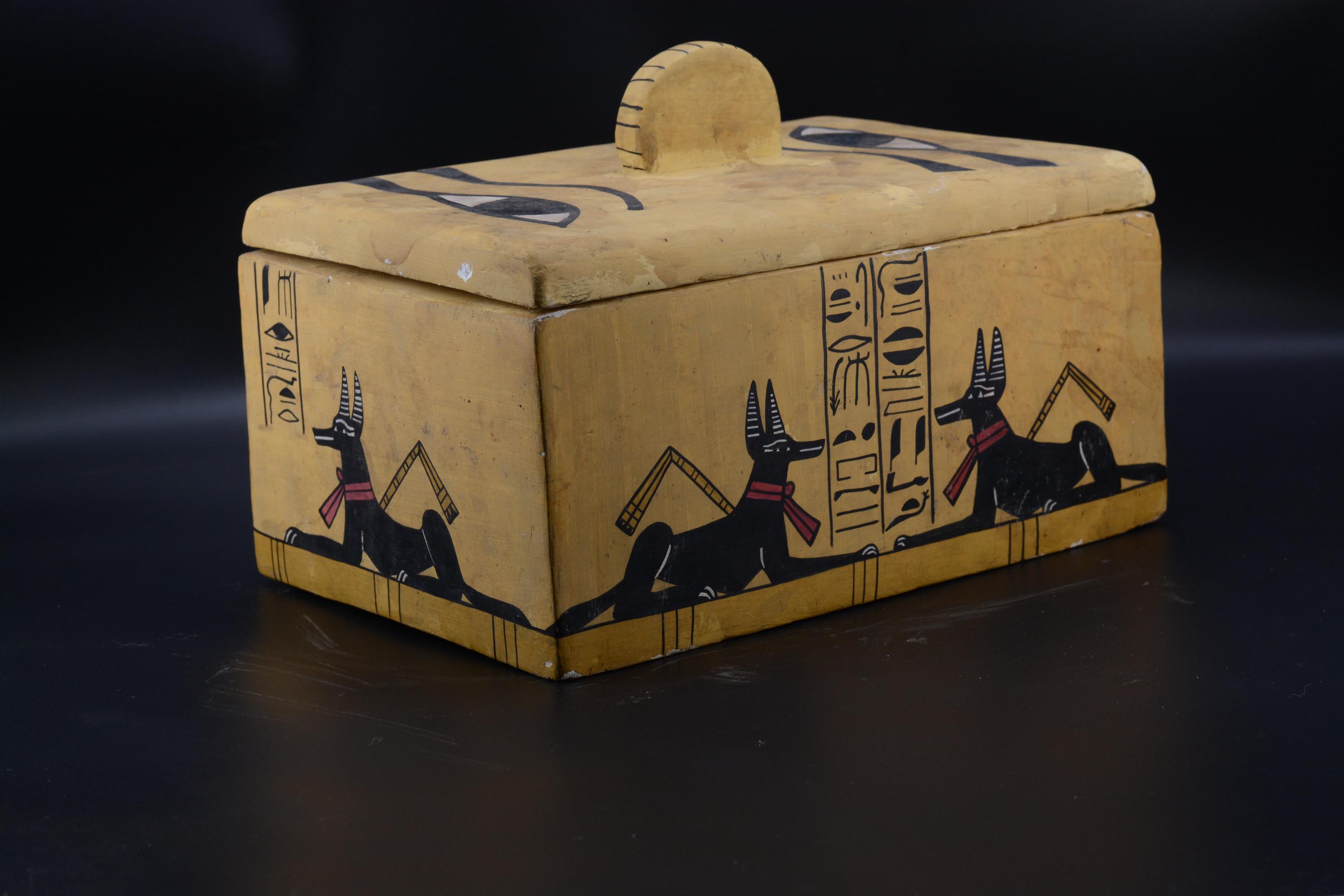Rare Egyptian Wooden Box – Eye of Horus & Anubis | Unique Hand-painted ...