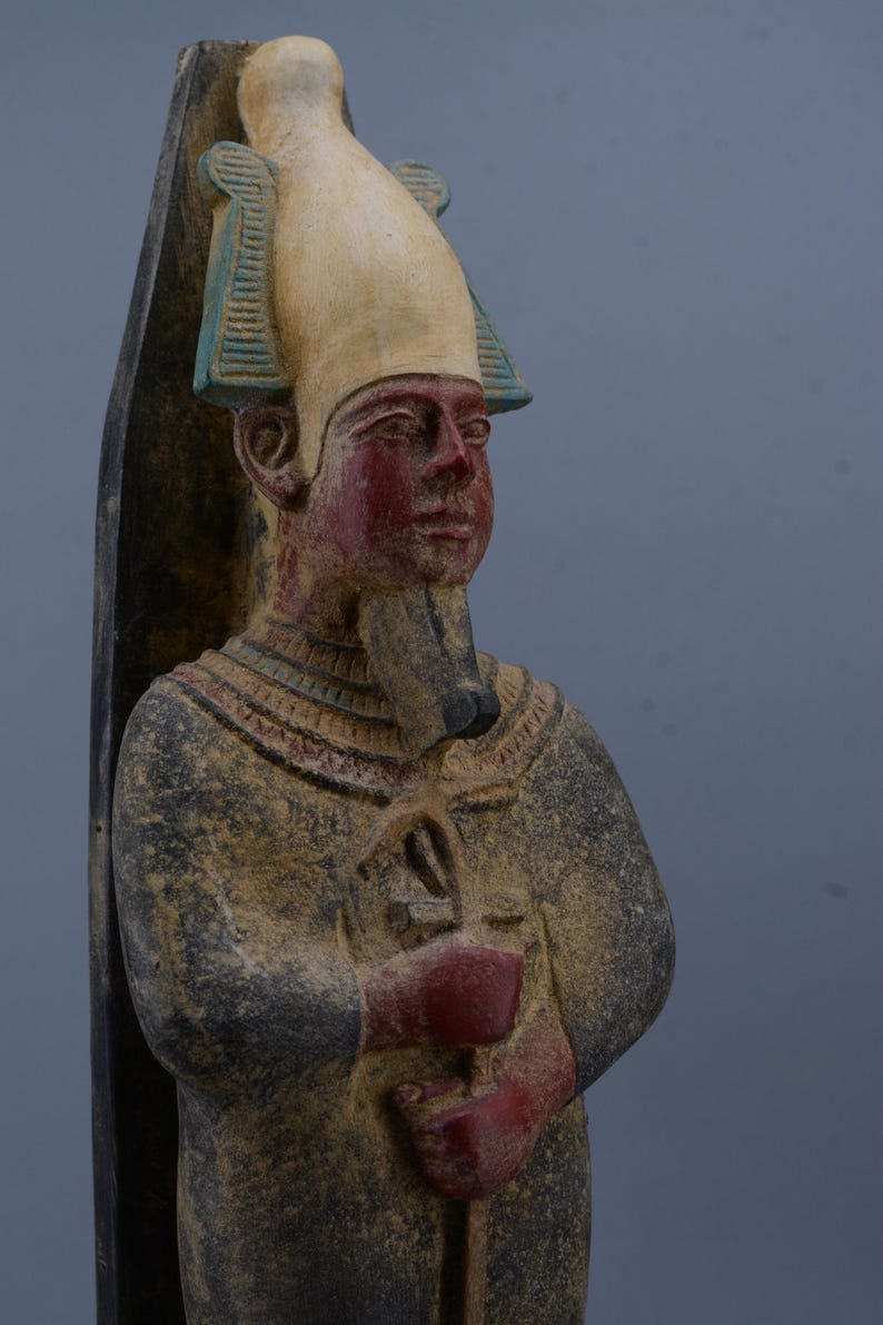 Unique Osiris Statue – Large Hand Painted Black Stone Sculpture ...