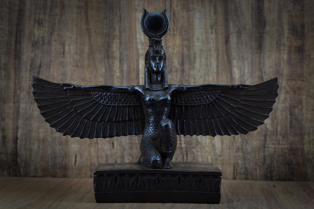 Isis Goddess of Protection Black Sculpture | Winged Spiritual Altar ...