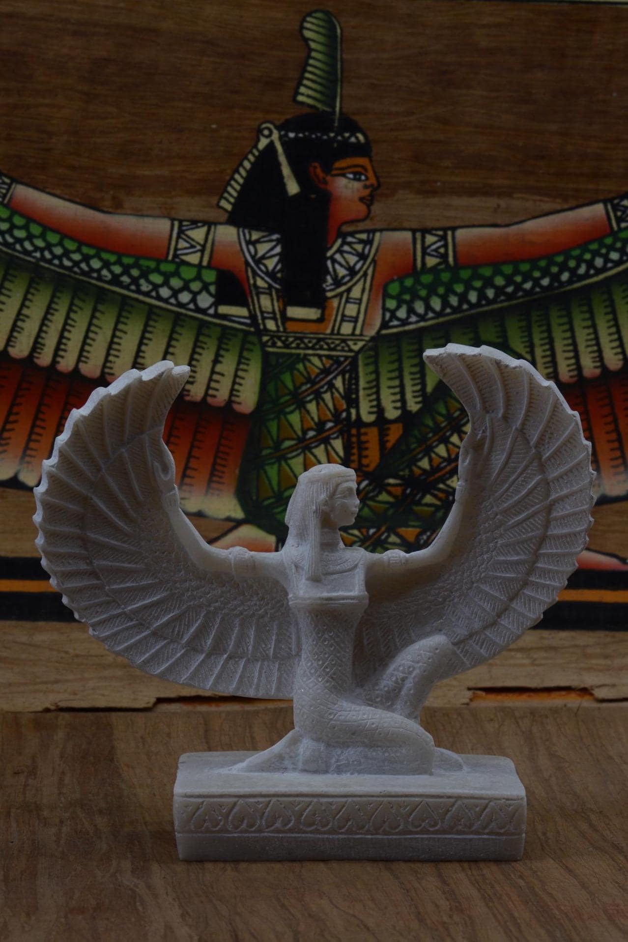 Isis Statue Winged Goddess of Protection White Sculpture Marble Stone ...
