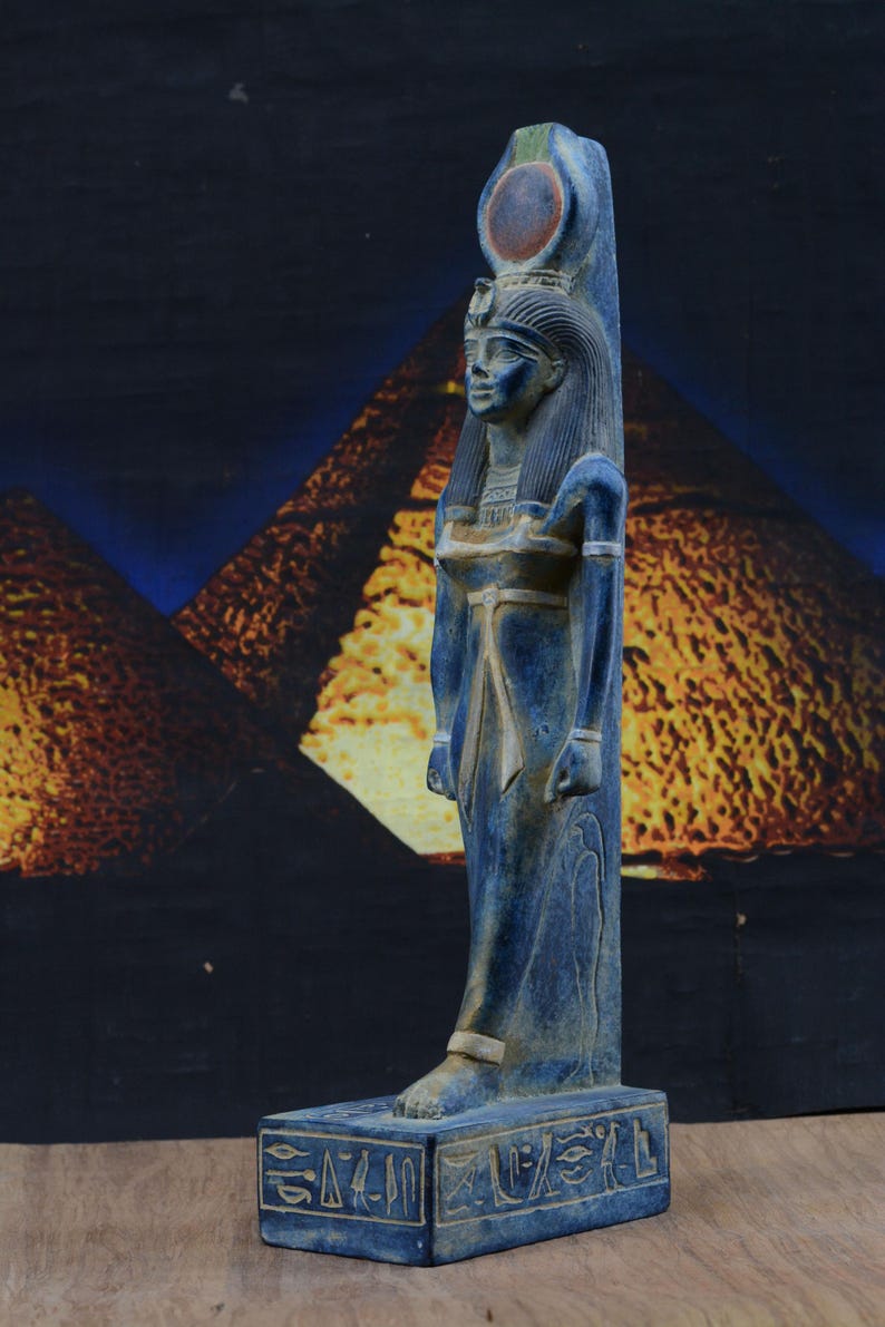 Isis Statue Goddess of Protection Blue Painted Stone I Spiritual Altar ...