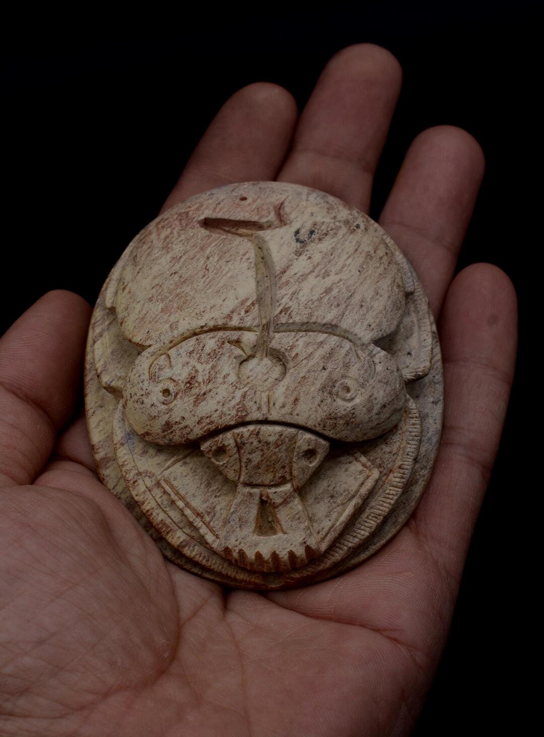 Hand-carved Stone Sculpture Scarab Amulet, Ancient Egyptian Protection ...