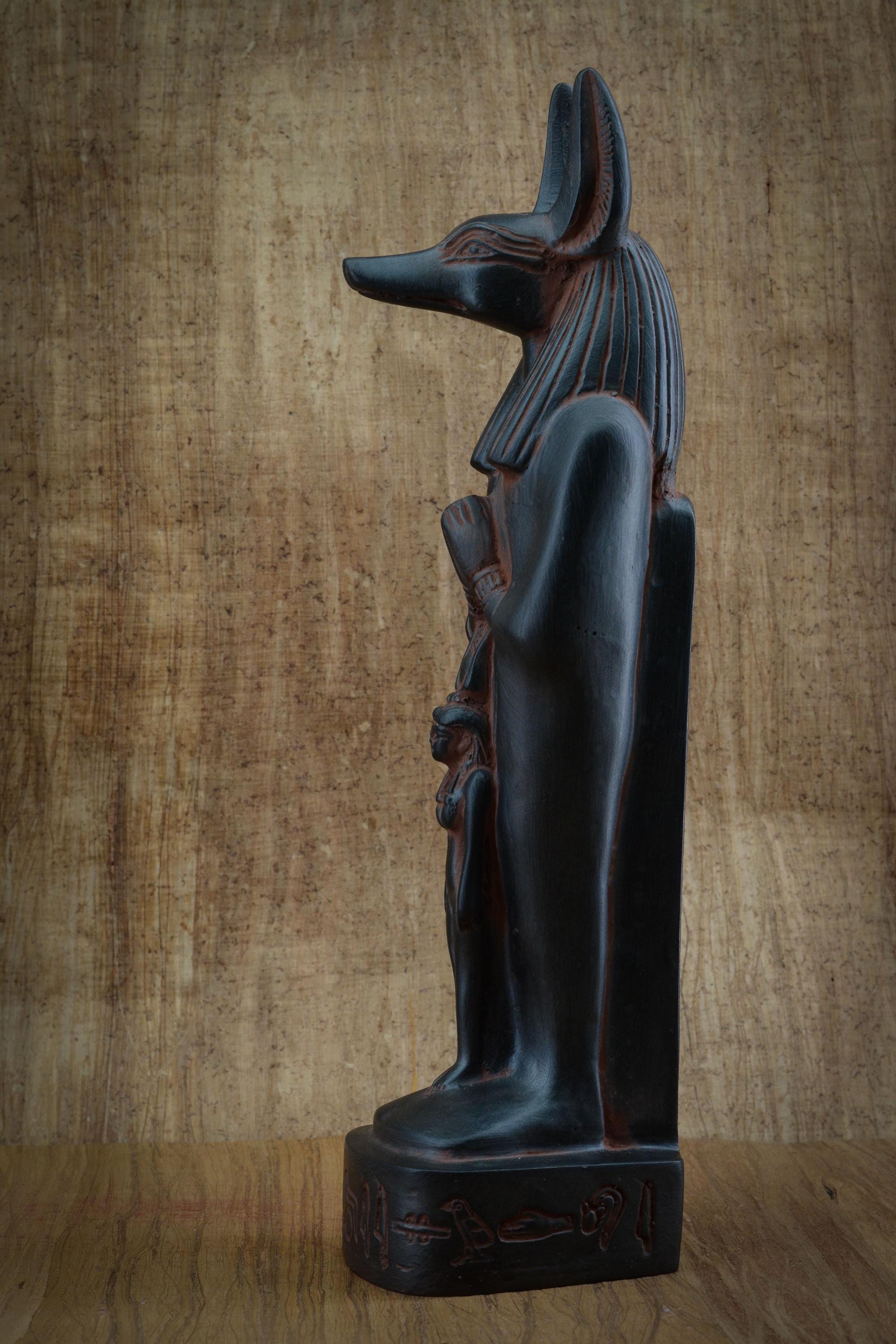Statue Anubis Jackal Headed God of Death Black Sculpture Heavy Stone ...