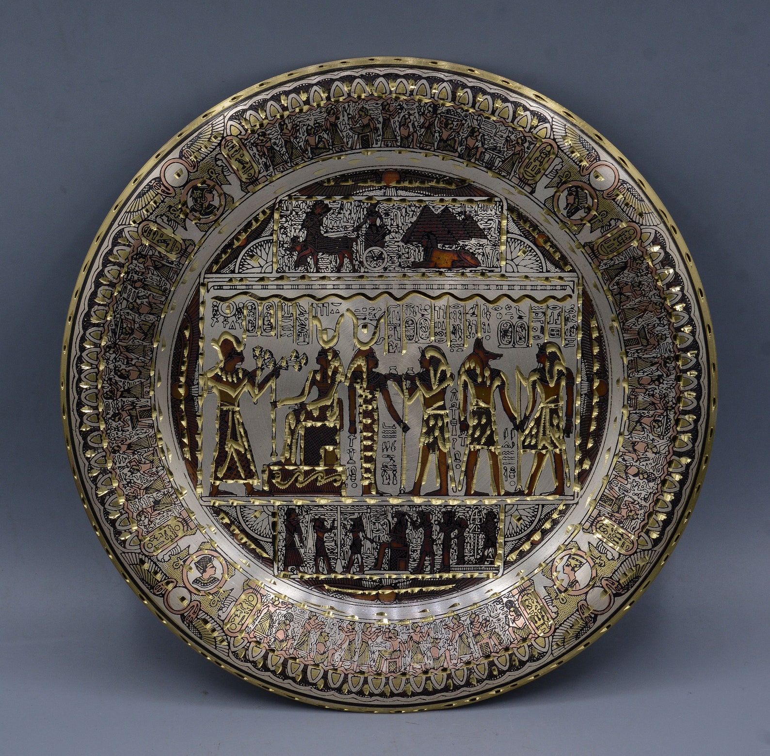 Wall Hanging Copper Plate Egyptian Decorative Pharaohnic Scene Solid ...