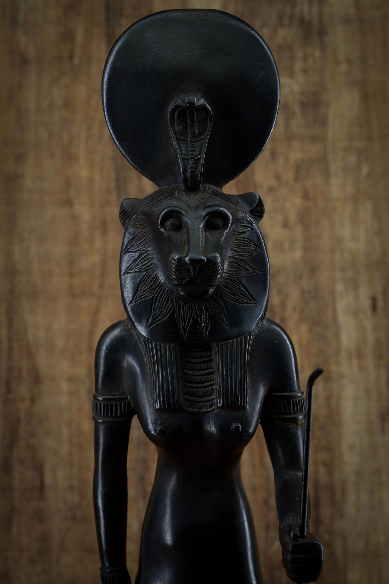 Ancient Egyptian Goddess Sekhmet, Black Large Statue Holding the Ankh ...