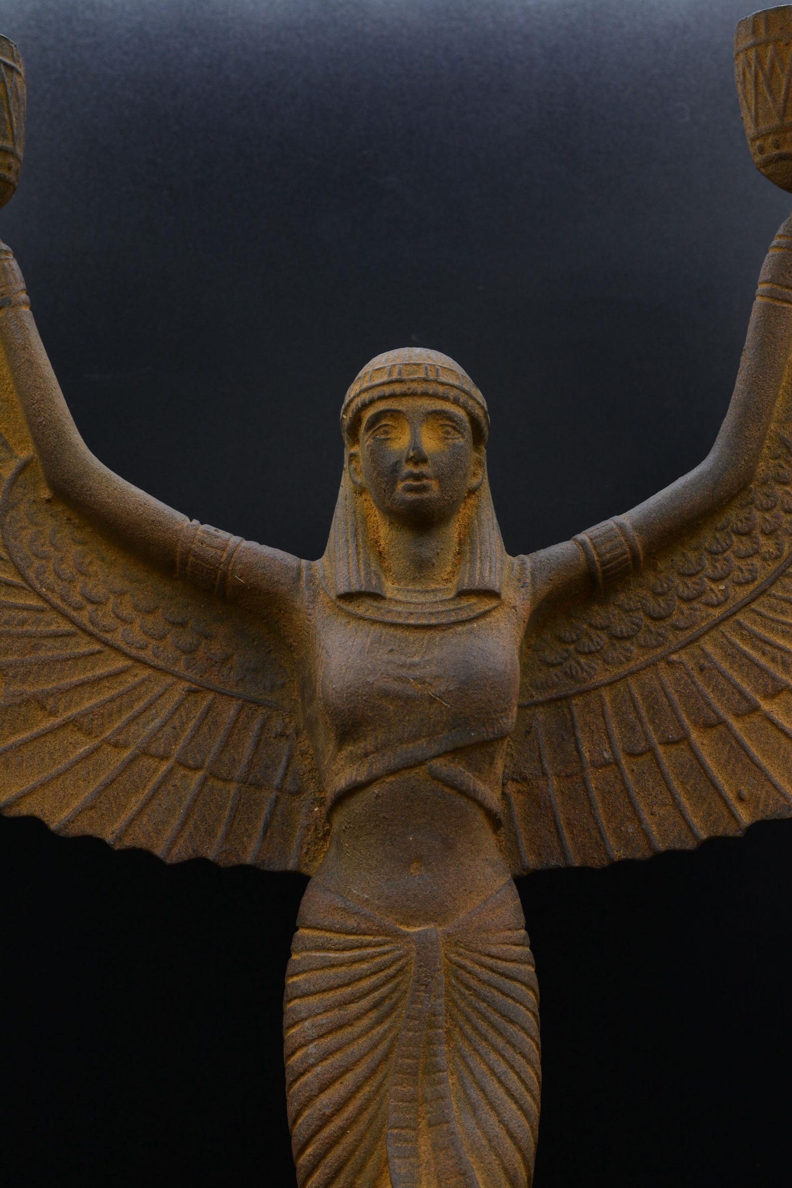 Isis Winged Candle Holder – Egyptian Goddess of Protection Black Statue ...