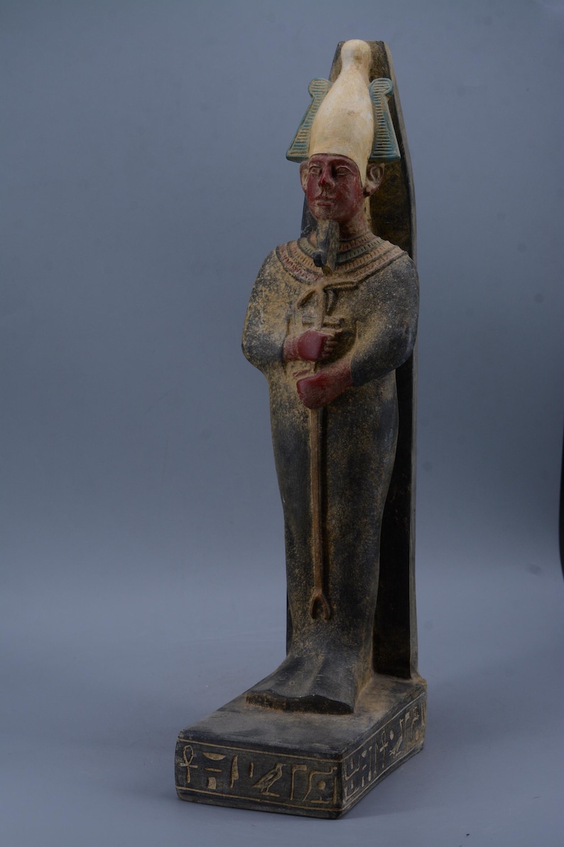 Unique Osiris Statue – Large Hand Painted Black Stone Sculpture ...