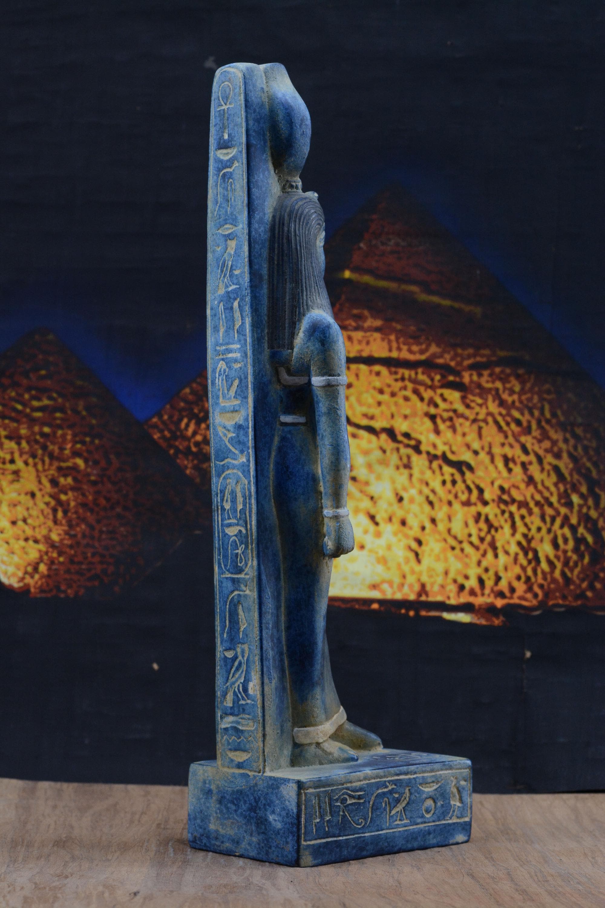 Isis Statue Goddess of Protection Blue Painted Stone I Spiritual Altar ...