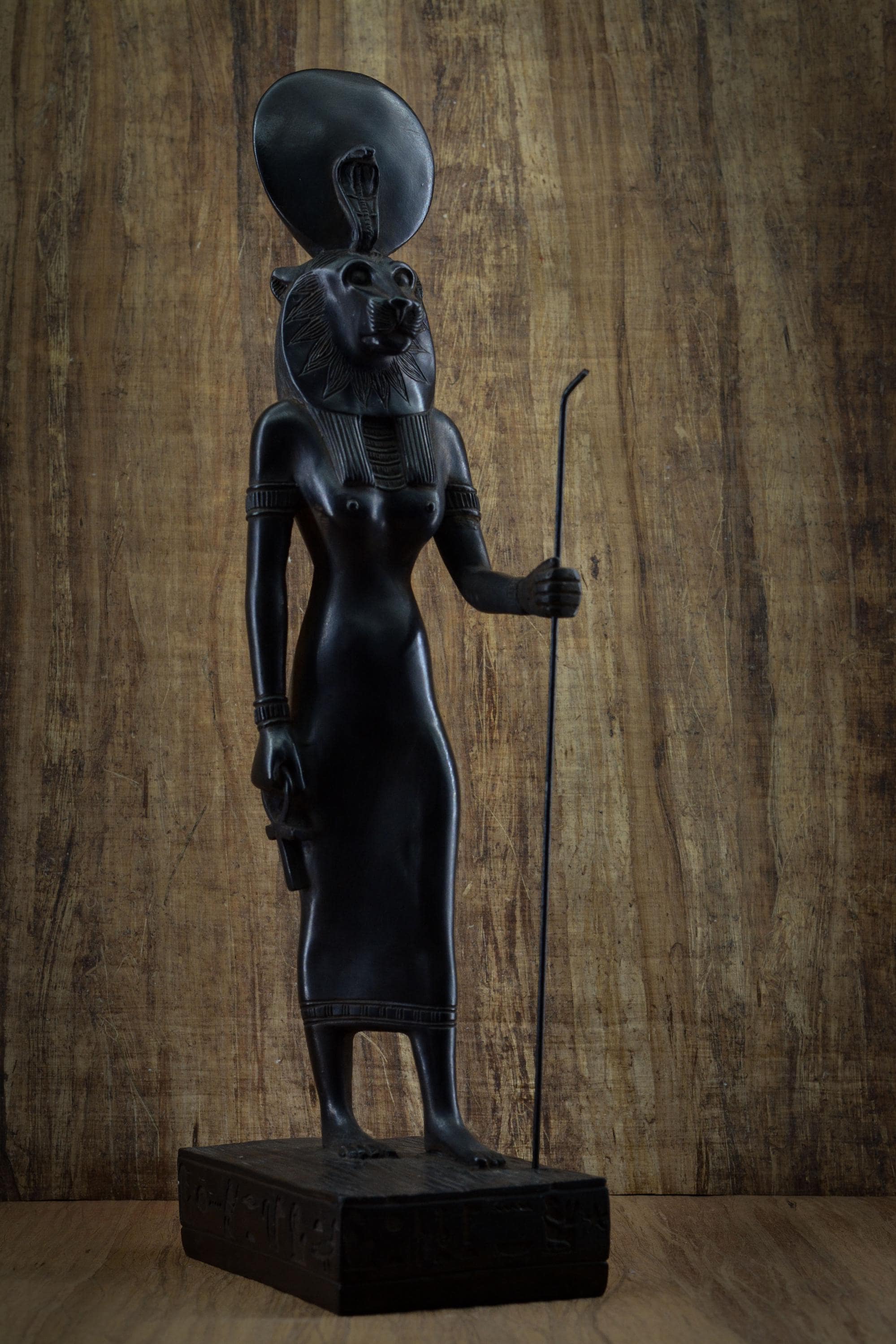 Ancient Egyptian Goddess Sekhmet, Black Large Statue Holding the Ankh ...