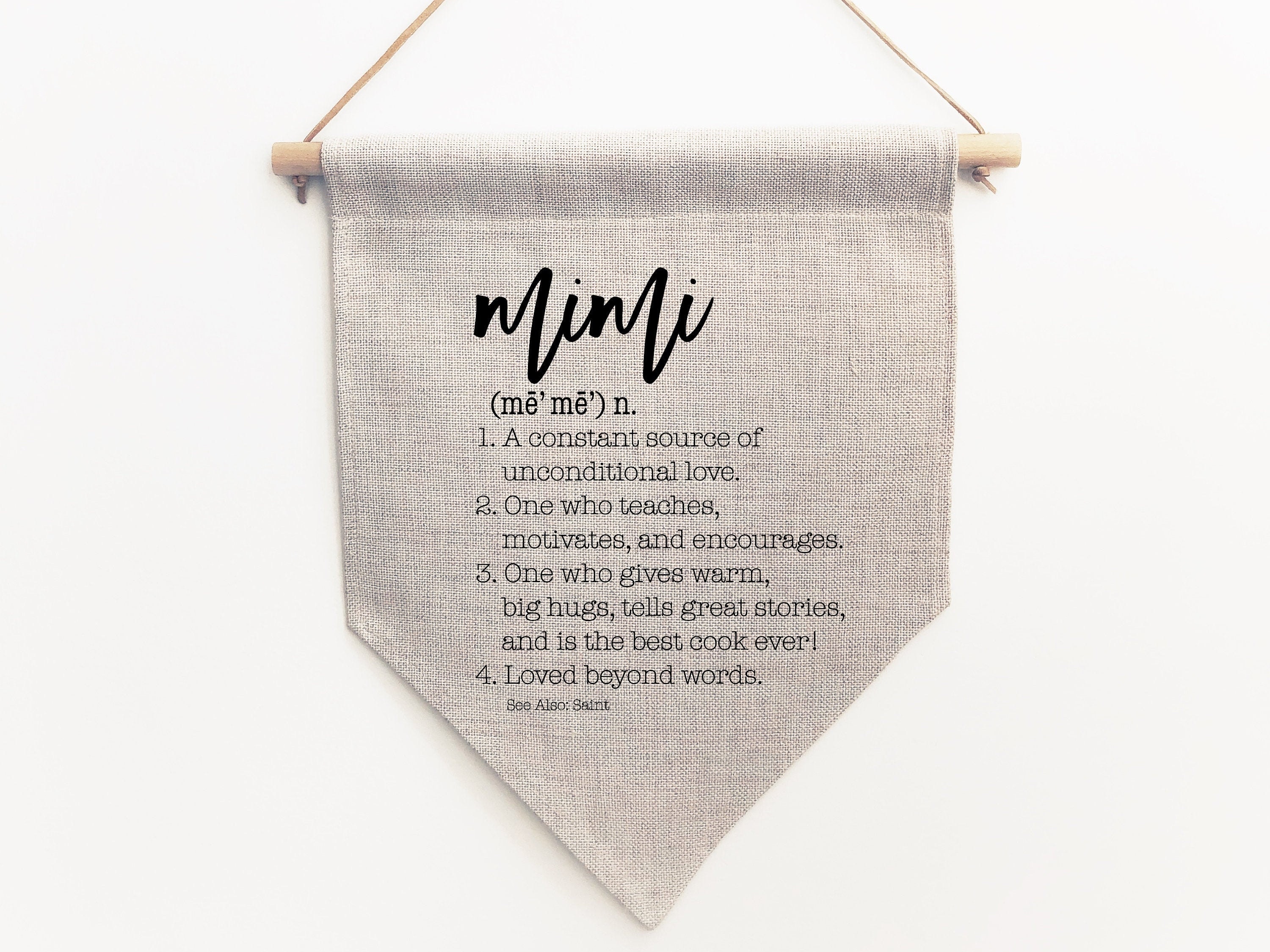 Mimi Definition Sign | Linen Sign | Hanging Wall Art | 2nd Anniversary ...