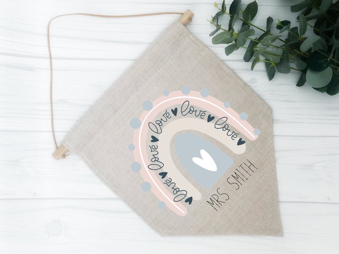 Personalized Rainbow Teacher Name Sign | Playroom Sign | Rainbow Banner ...