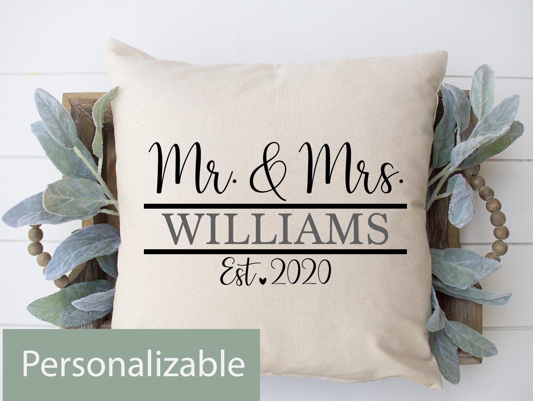 Mr and Mrs Name Pillow Family Names Pillow Gift for New | Etsy