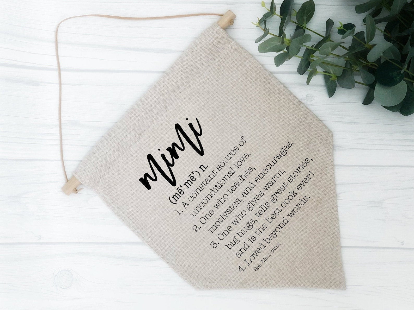 Mimi Definition Sign | Linen Sign | Hanging Wall Art | 2nd Anniversary ...