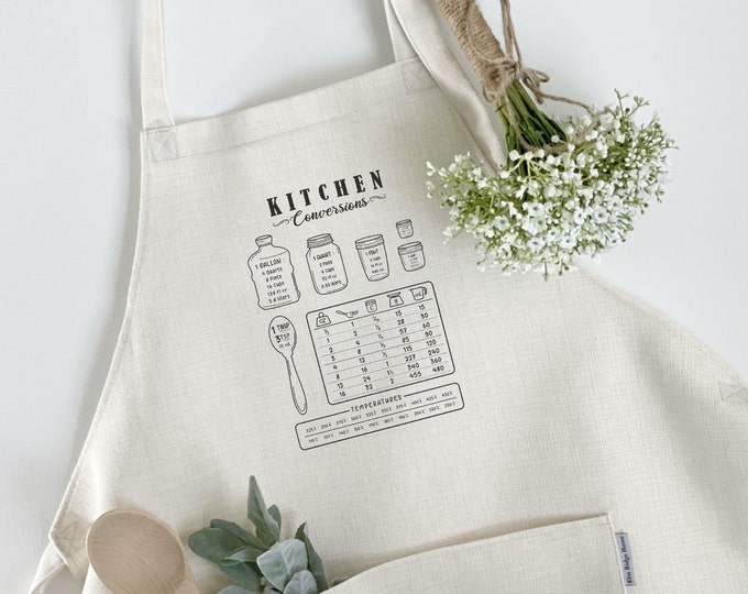 Kitchen Conversion Chart Apron | Farmhouse Style, Mother's Day Gift - Etsy