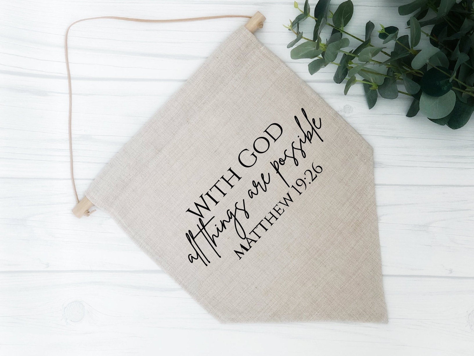 With God All Things Are Possible Sign Linen Sign Hanging - Etsy