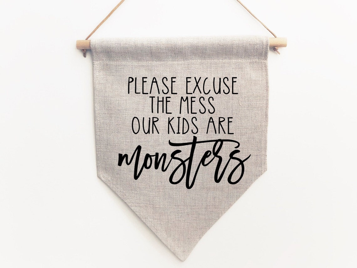Messy Kids Sign Linen Sign Hanging Wall Art 2nd | Etsy