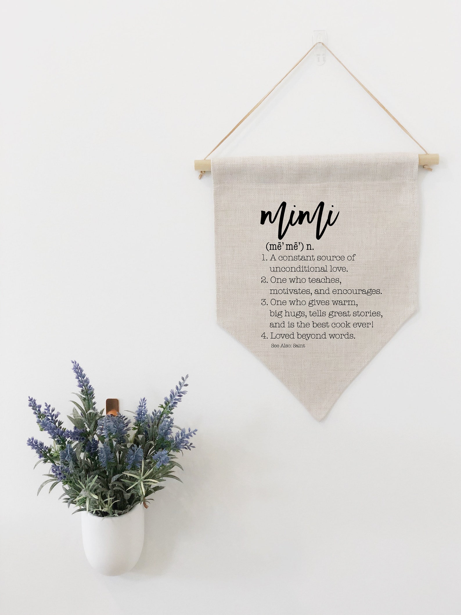 Mimi Definition Sign | Linen Sign | Hanging Wall Art | 2nd Anniversary ...
