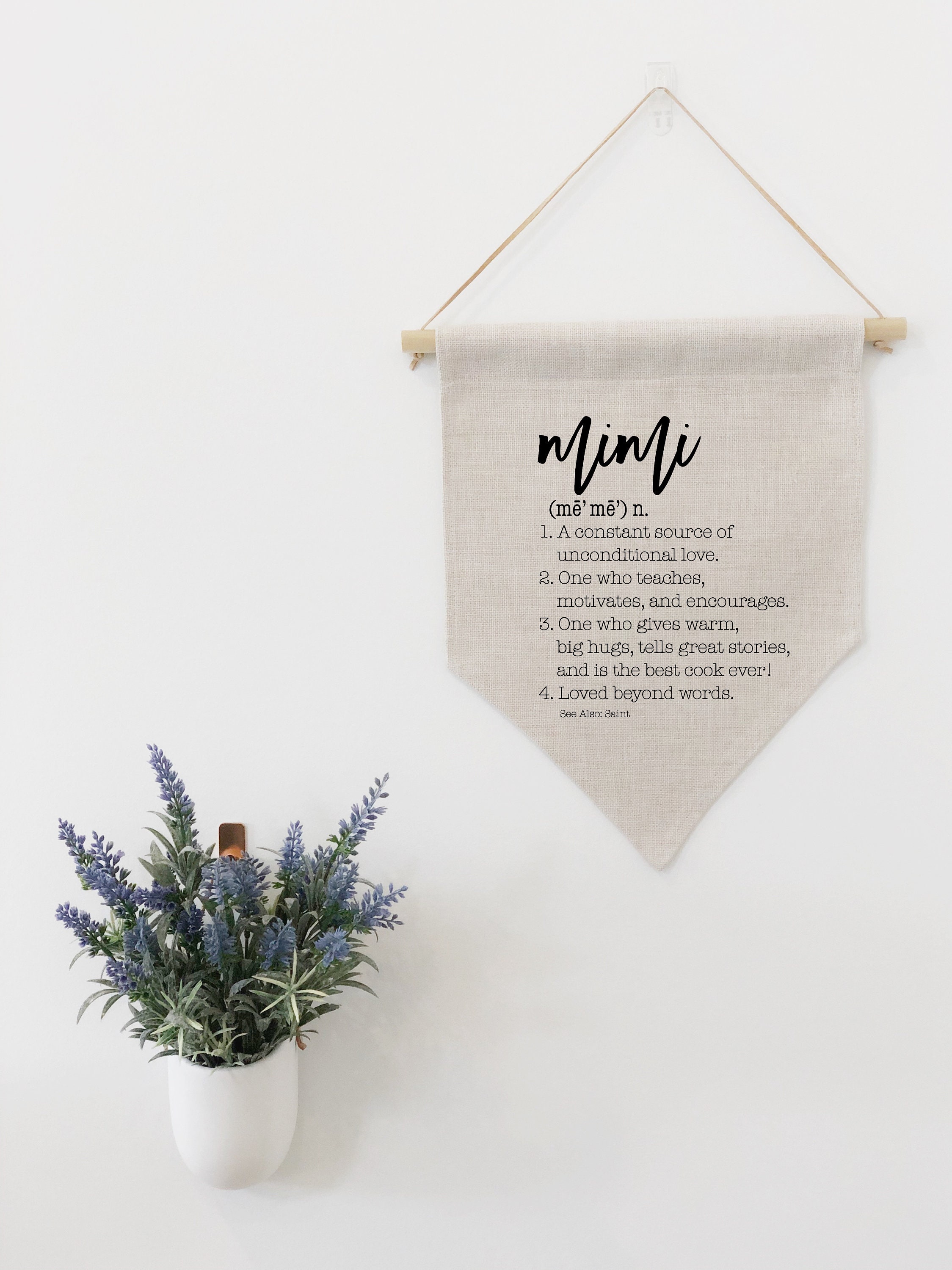 Mimi Definition Sign | Linen Sign | Hanging Wall Art | 2nd Anniversary ...