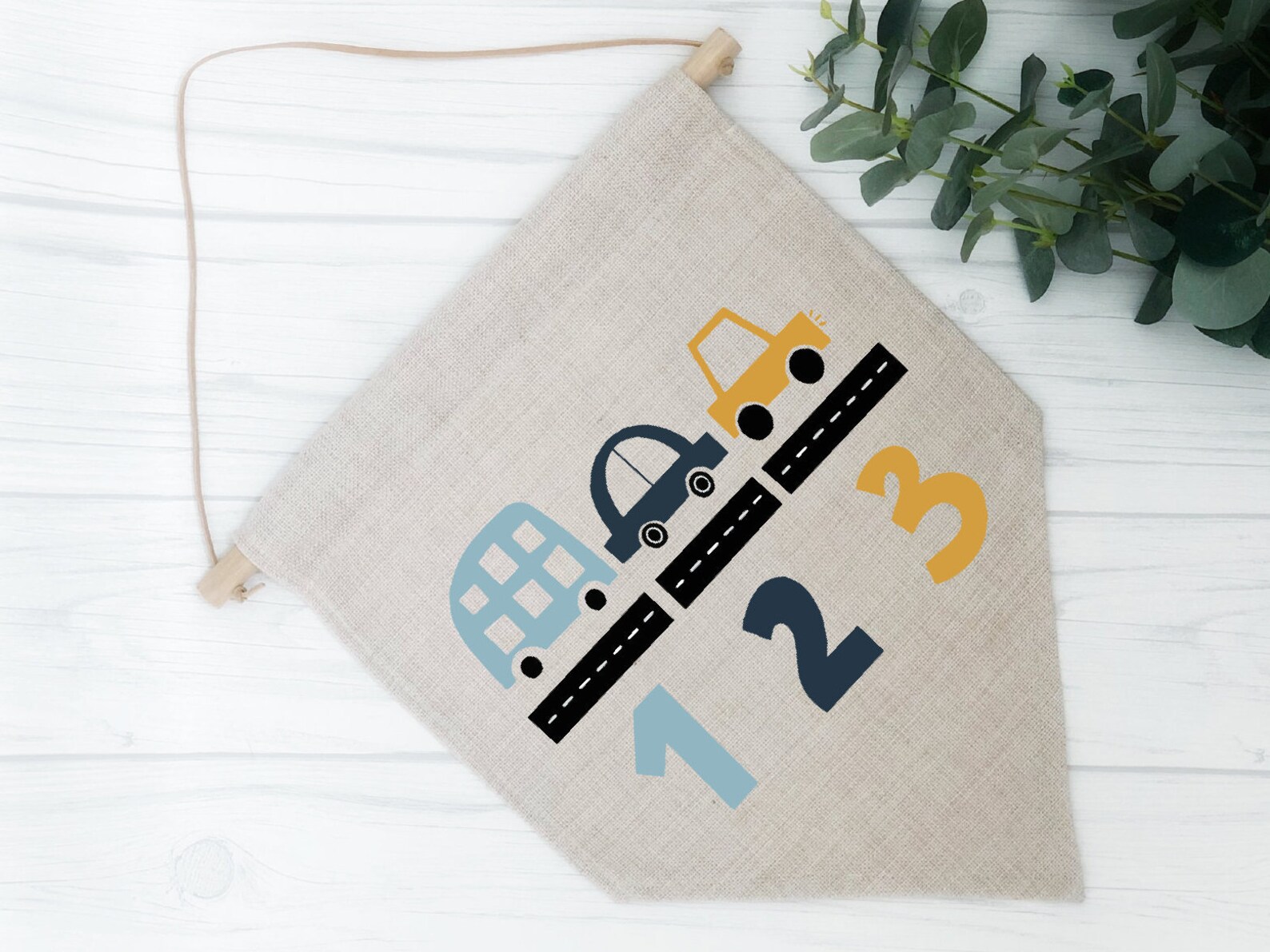 123 Cars Linen Sign | Boys Room Banner | Playroom Sign - Etsy