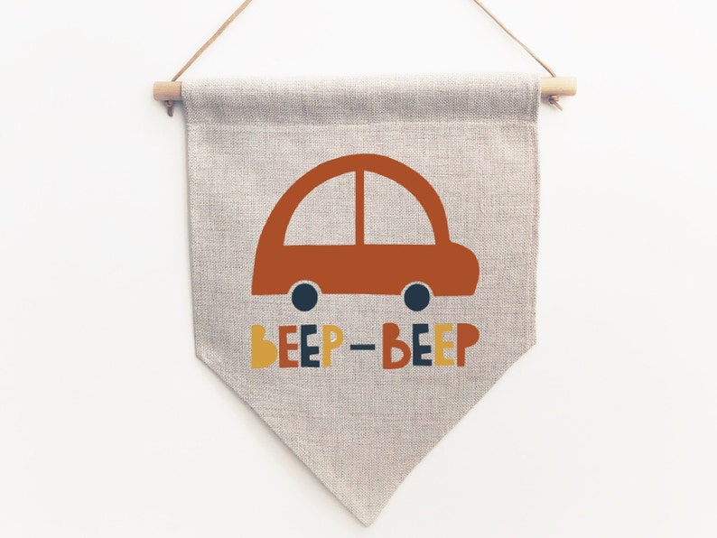 Beep Beep Linen Sign Boys Room Banner Playroom Sign - Etsy