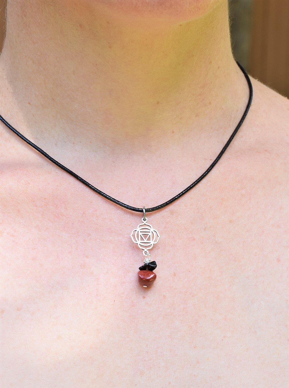 Reiki Charged Beaded Necklace - Root Chakra (muladhara) Charm Gemstone ...