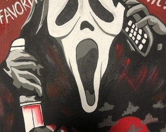Ghostface Painting, Wall Art, Hand-painted, Scream, Wall Decor, Canvas ...